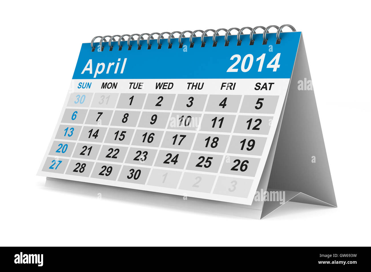2014 year calendar. April. Isolated 3D image Stock Photo - Alamy