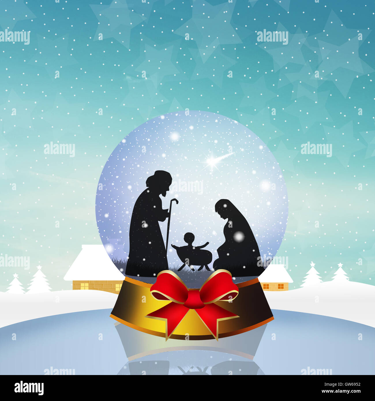 Christmas Nativity Scene in the crystal ball Stock Photo - Alamy