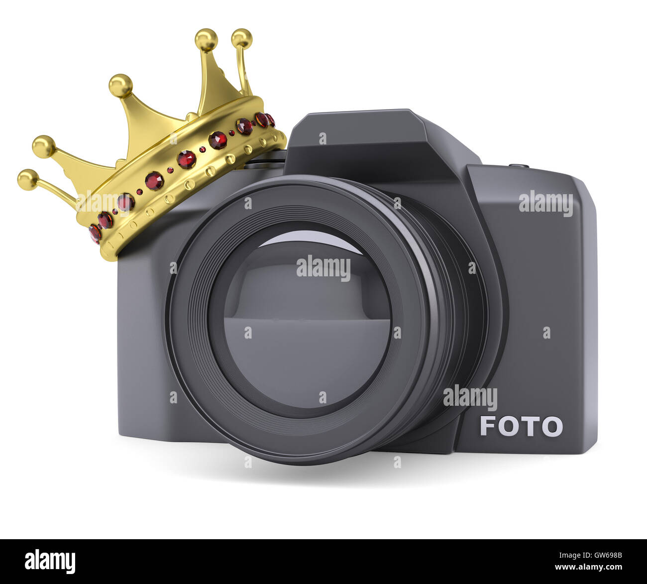 Professional camera and gold crown Stock Photo - Alamy