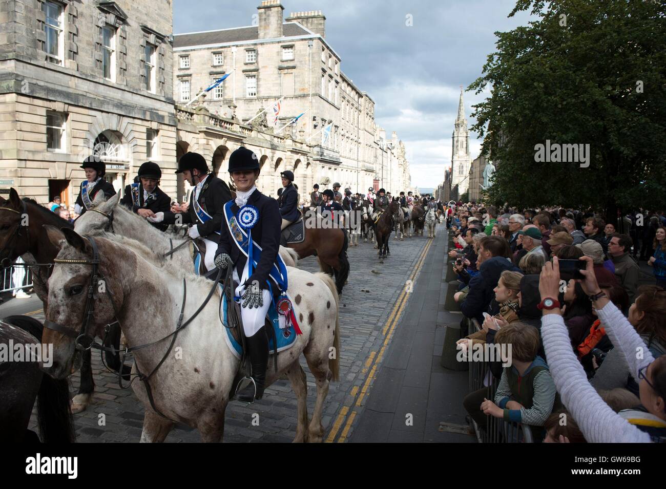 Some of the 280 horses ride up the Royal Mile during the Edinburgh ...