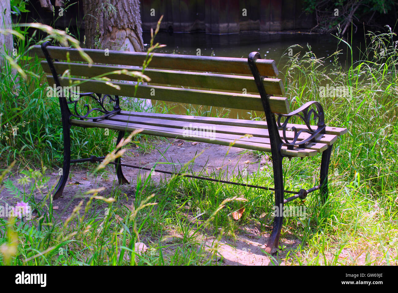 River Fishing Bench Stock Photo - Alamy