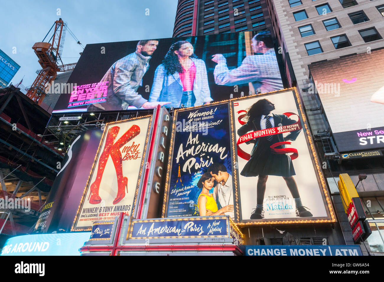 Advertising in Times Square in New York for Broadway shows on Tuesday ...