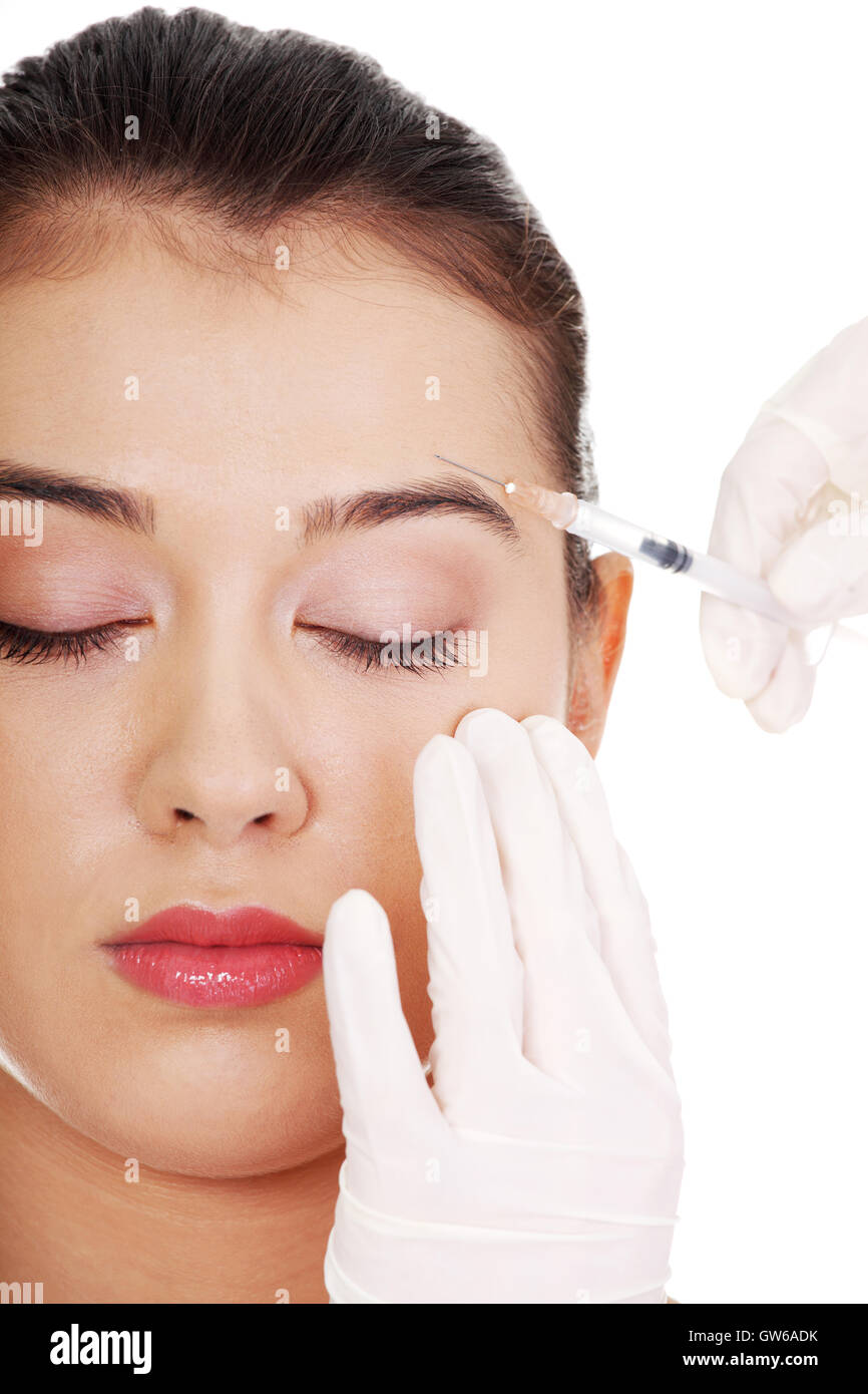 Cosmetic botox injection in the female face Stock Photo - Alamy