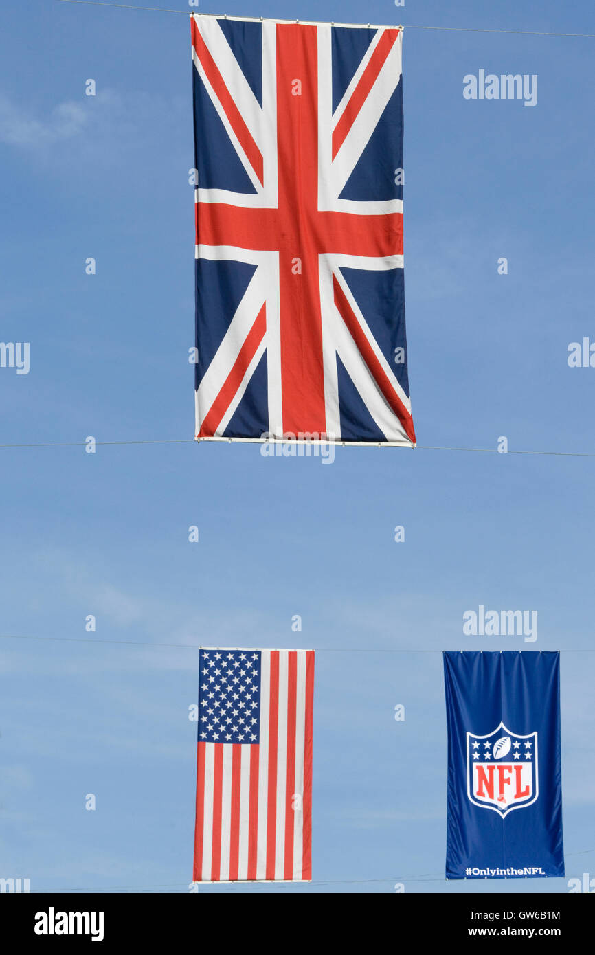 flags flying in regent street for The NFL coming to London England ...