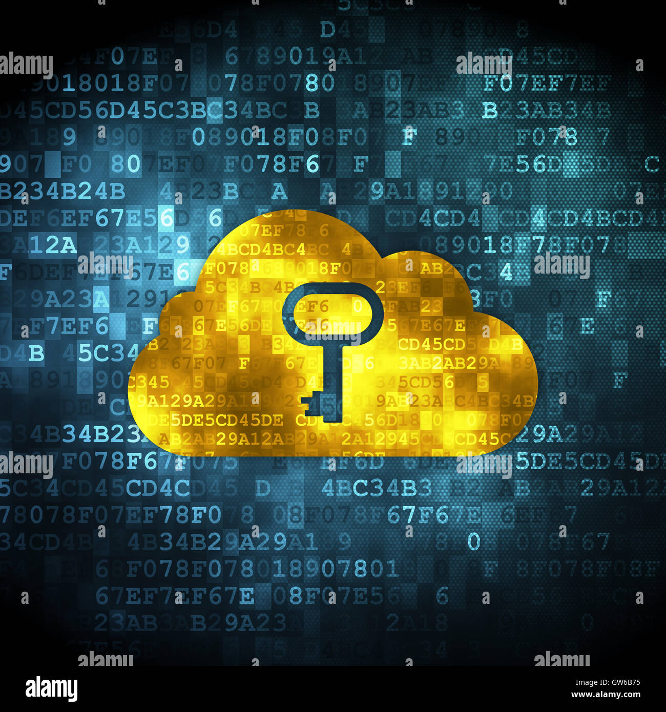 Cloud networking concept: Cloud With Key on digital background Stock ...