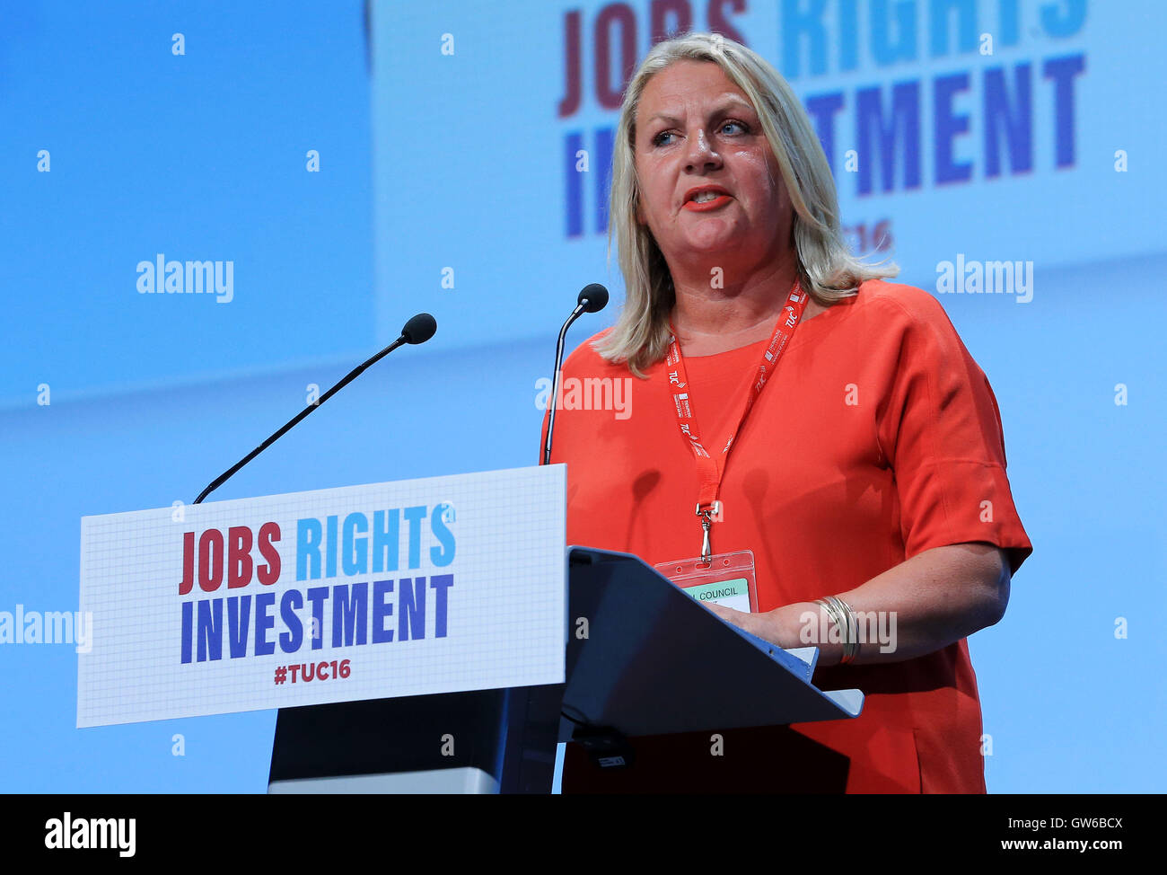 Liz Snape, President of the TUC, delivers a speech at the annual TUC ...