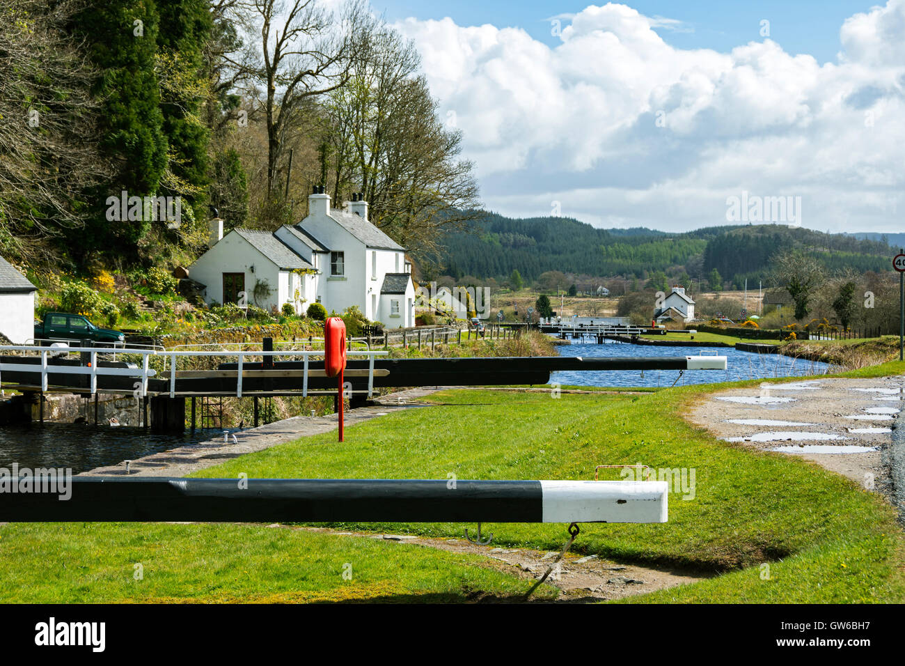 Lock 7 at the Cairnbaan Locks on the Crinan Canal, Argyll and Bute ...