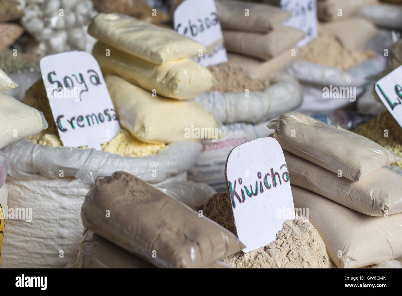 A sack of dry corn at a farmers market in Peru Stock Photo - Alamy