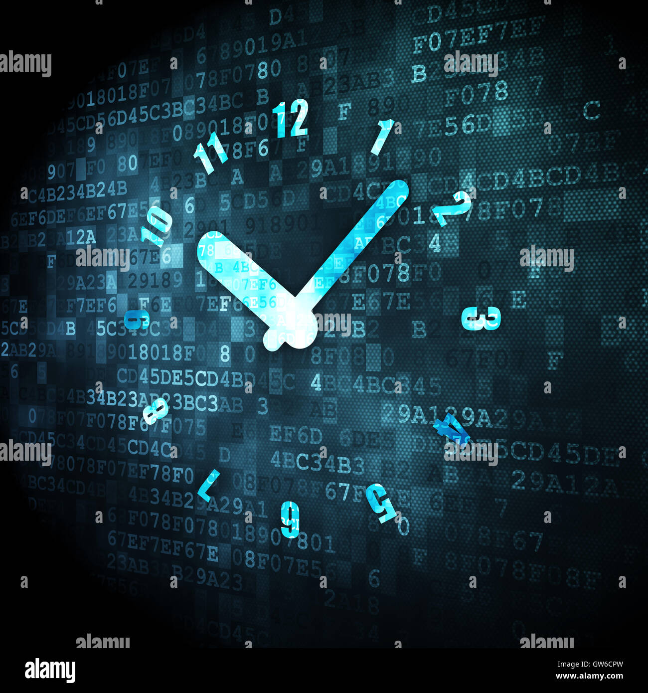 Timeline concept: Clock on digital background Stock Photo - Alamy