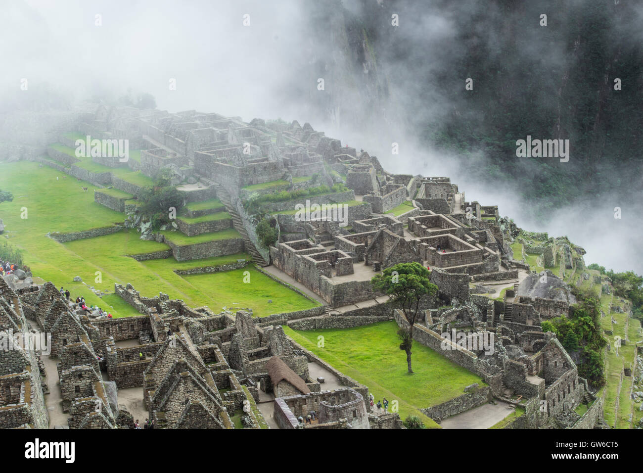 View of the ancient Inca City of Machu Picchu. The 15-th century Inca ...