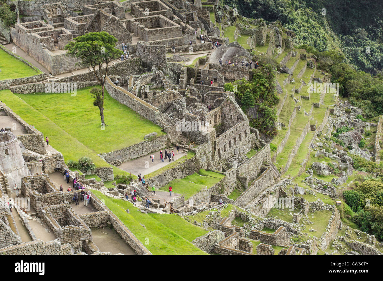View of the ancient Inca City of Machu Picchu. The 15-th century Inca ...