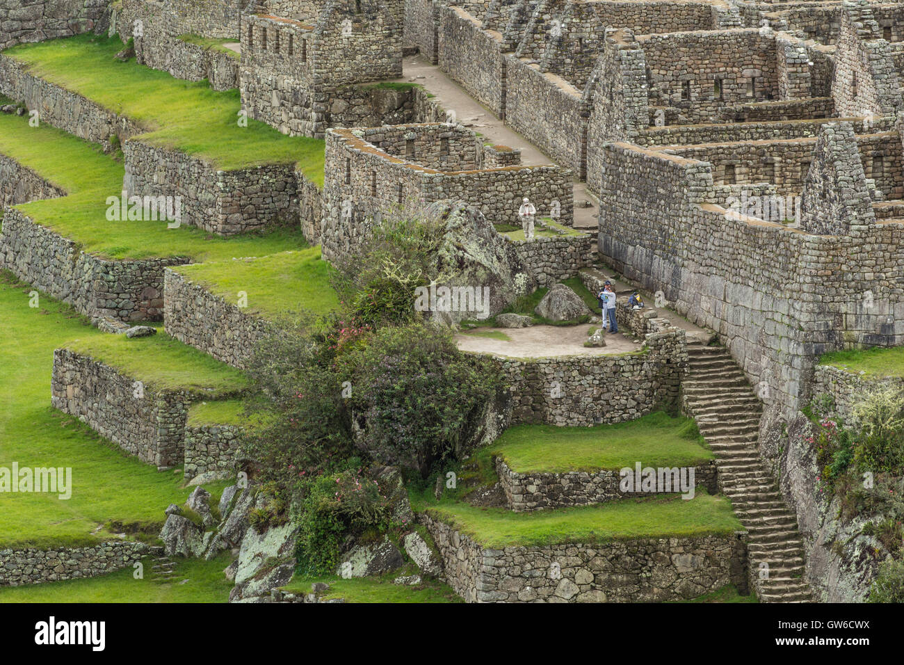 View of the ancient Inca City of Machu Picchu. The 15-th century Inca ...