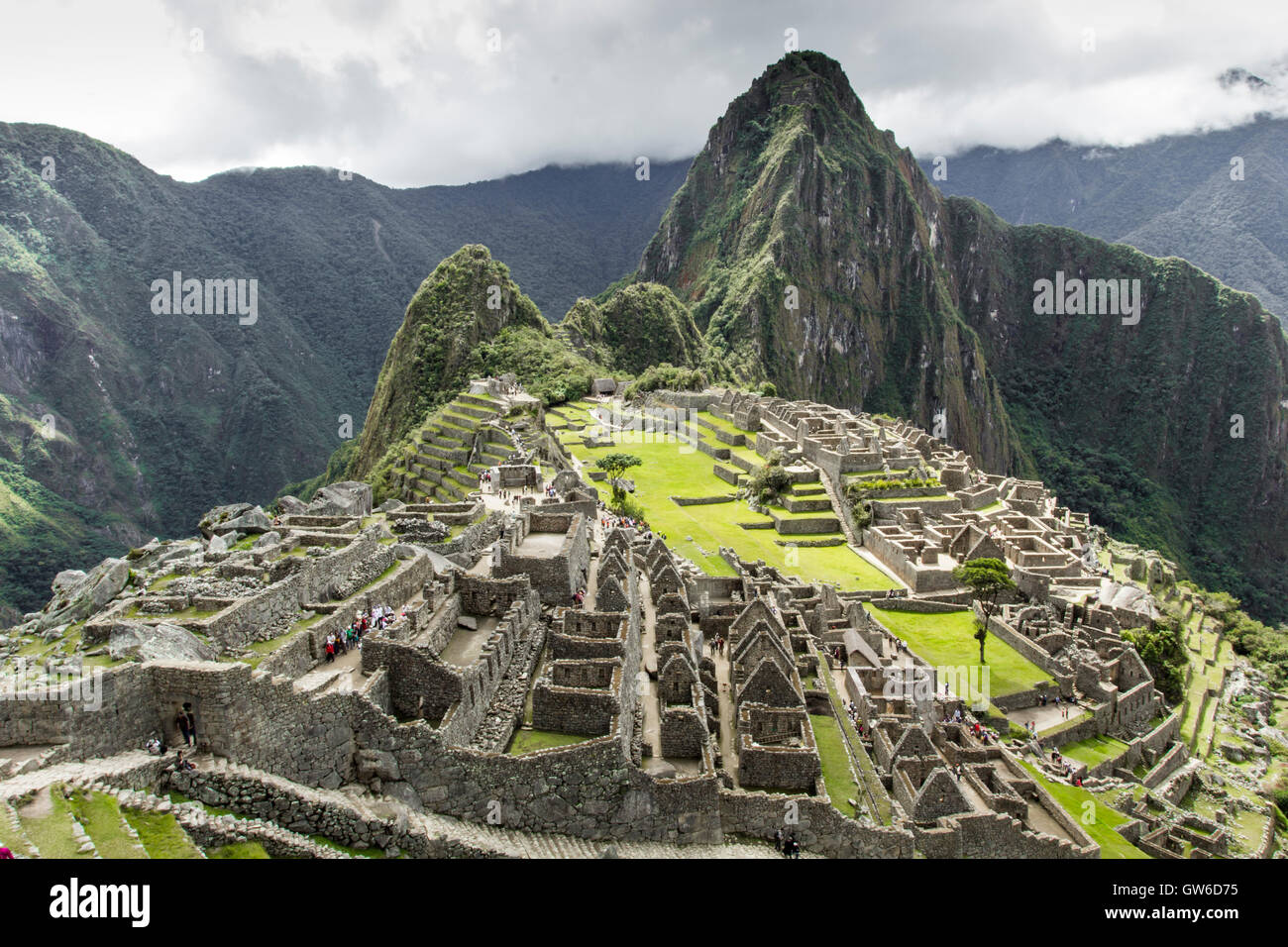 View of the ancient Inca City of Machu Picchu. The 15-th century Inca ...