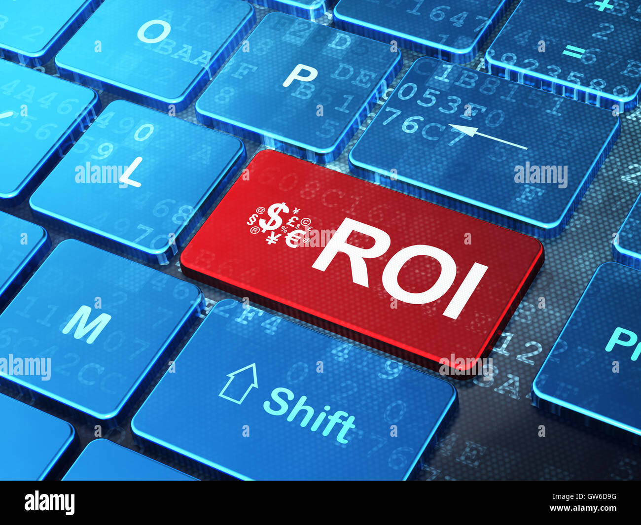 Business concept: Finance Symbol and ROI on computer keyboard ba Stock ...