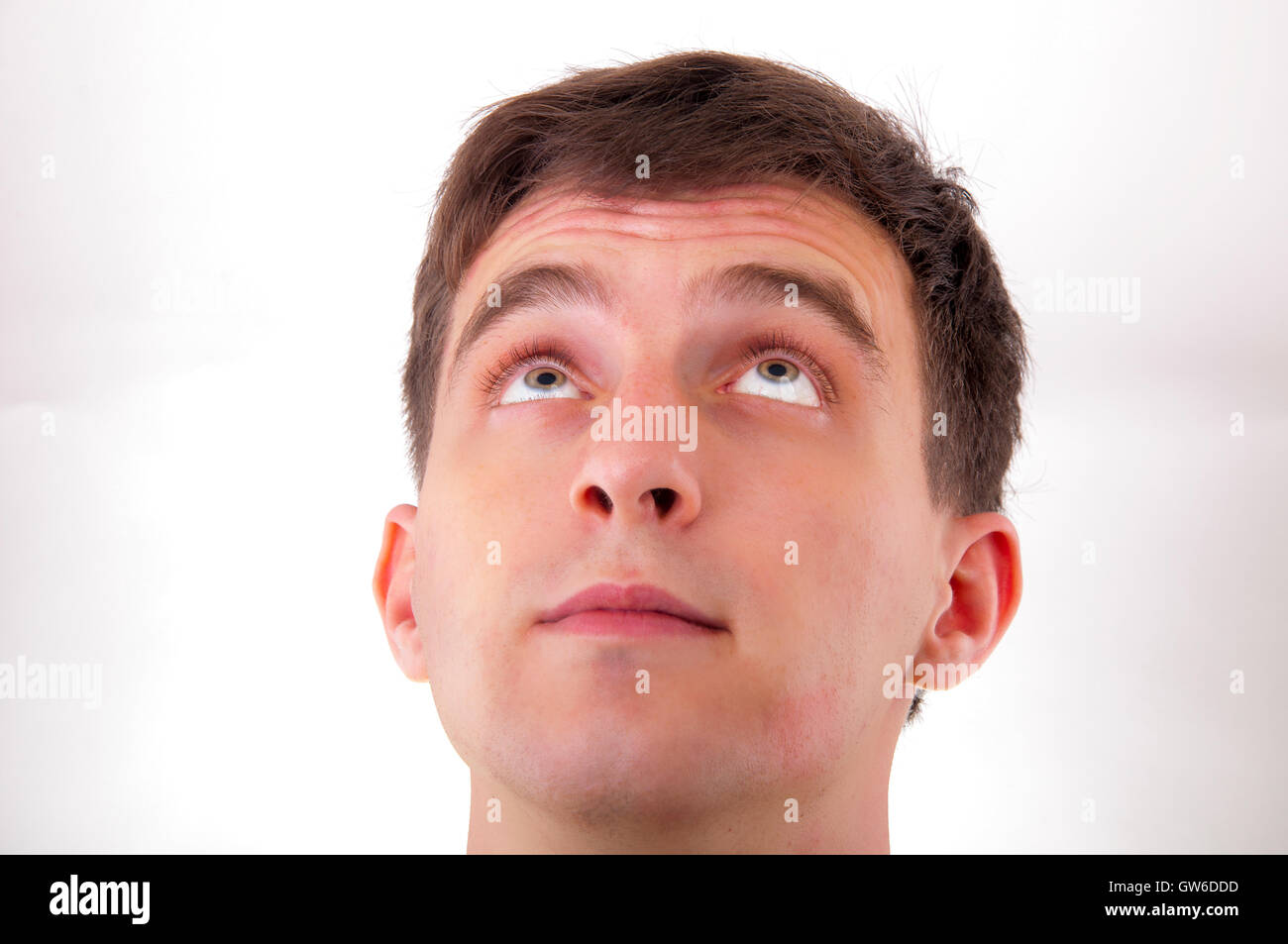 Man staring up Stock Photo - Alamy