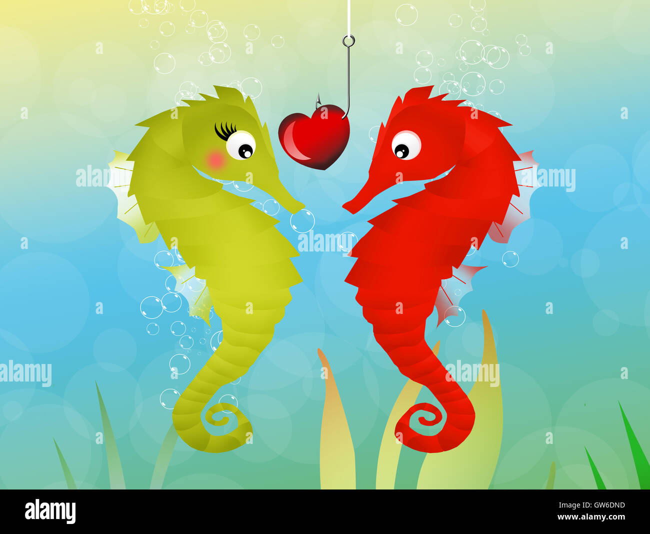 seahorses in love in the aquarium Stock Photo - Alamy