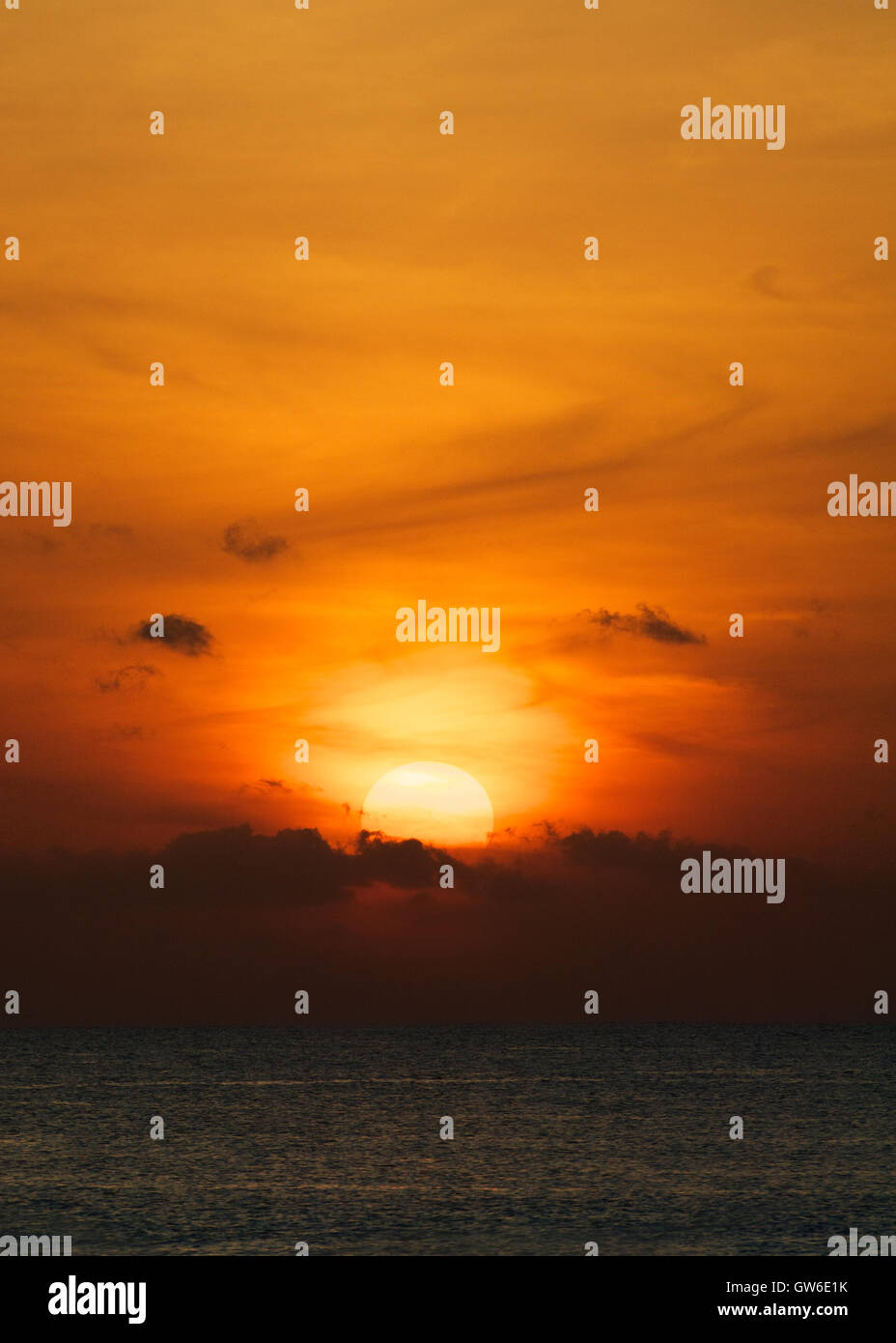 Orange Ocean Sunset Stock Photo - Alamy