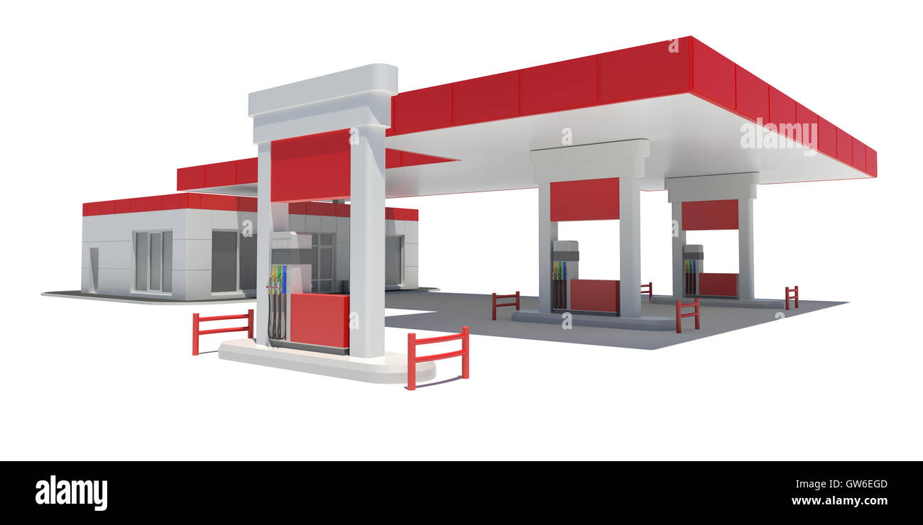 Building petrol station Cut Out Stock Images & Pictures - Alamy