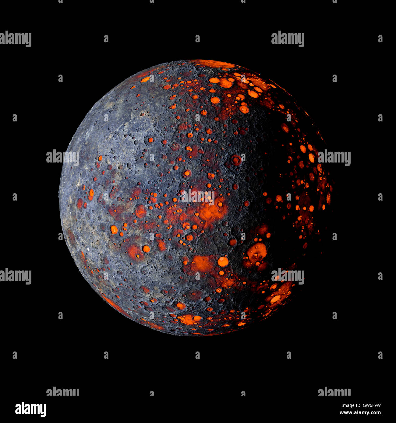 Planet Alien hot on black background 3d rendering Stock Photo - Alamy