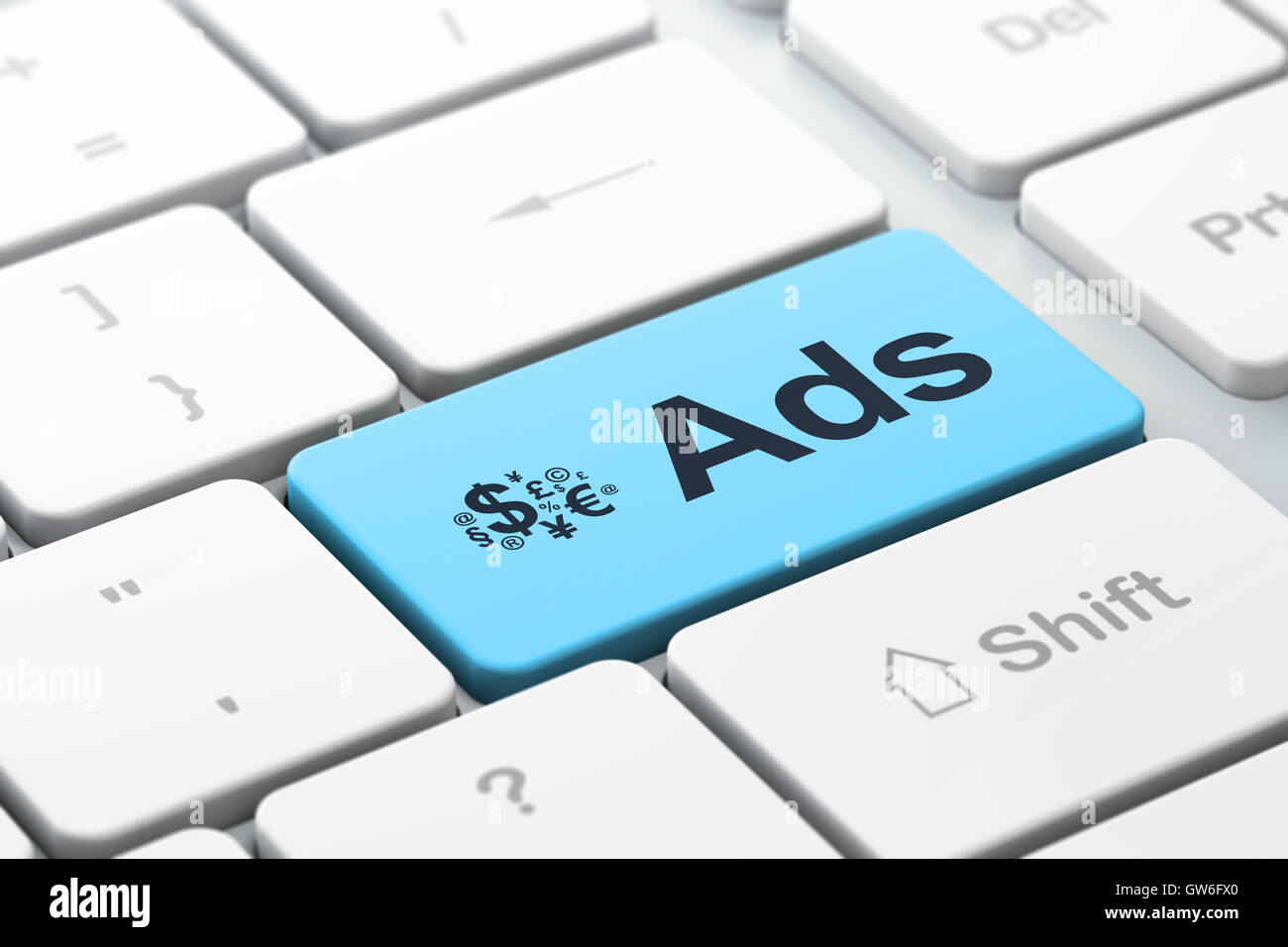Advertising concept: Finance Symbol and Ads on computer keyboard Stock ...