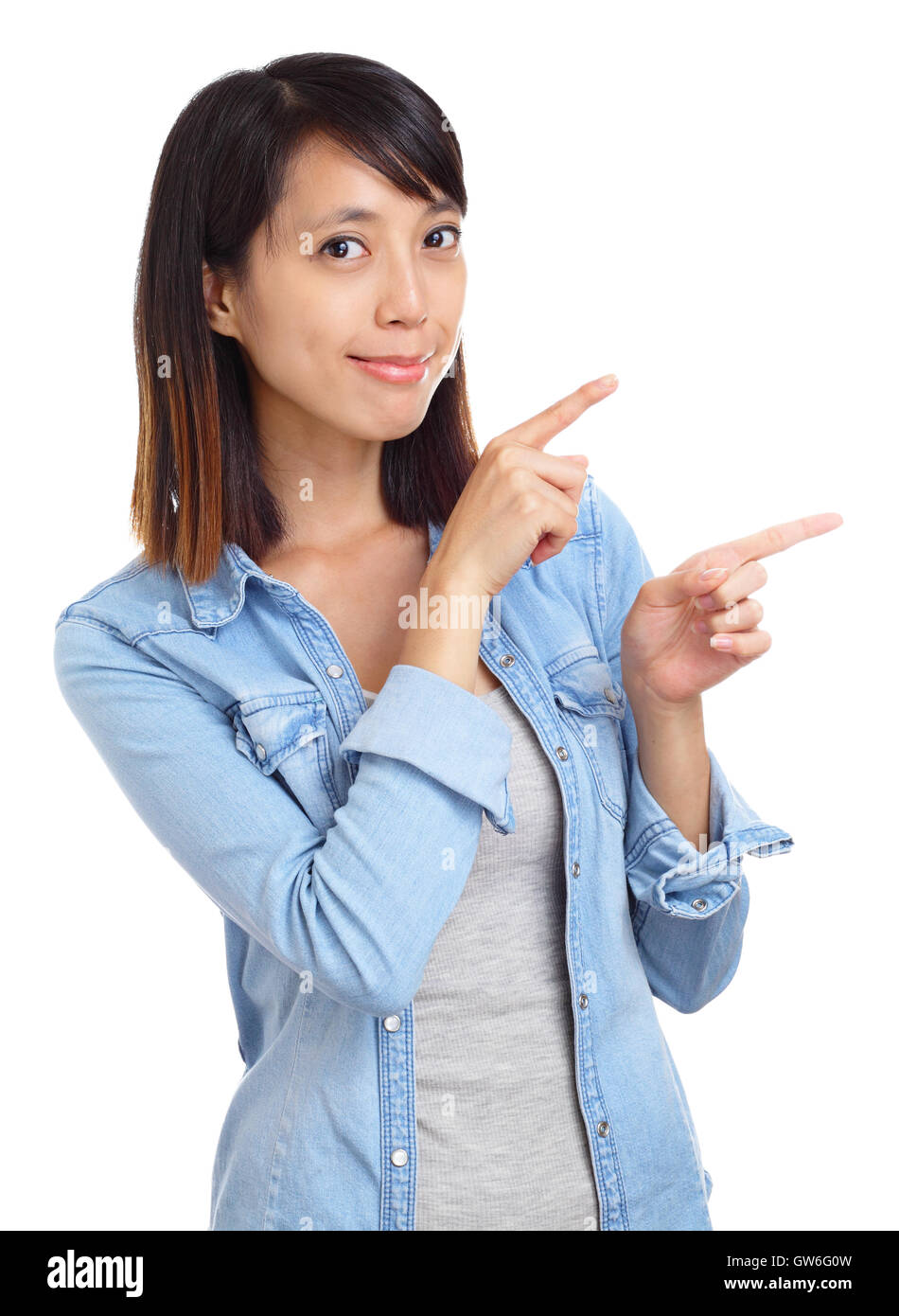 Portrait girl pointing side hand hi-res stock photography and images ...