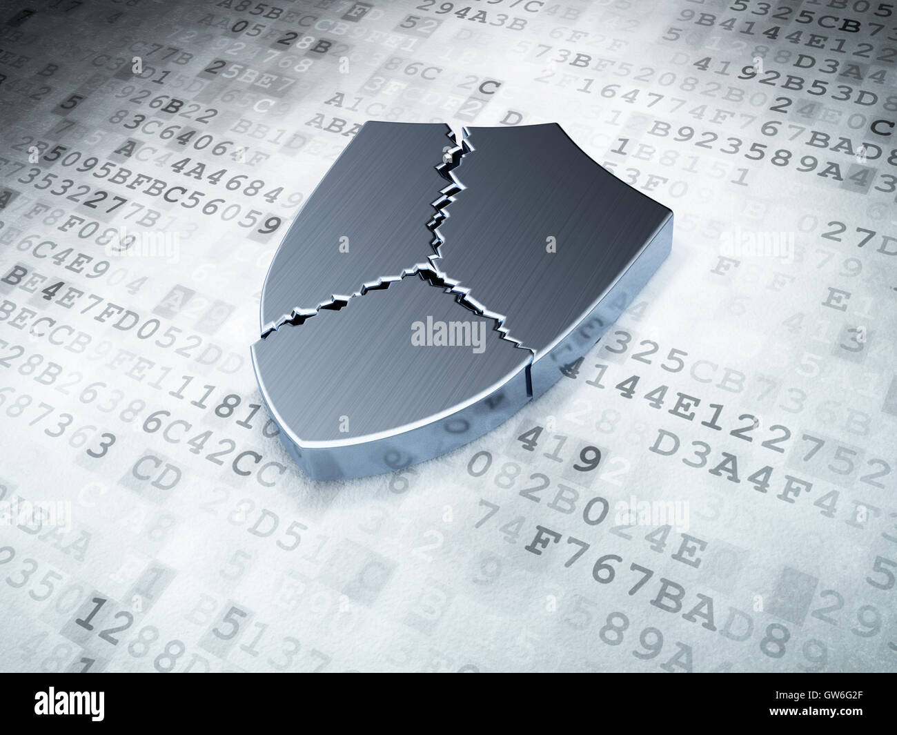 silver broken shield on digital background Stock Photo - Alamy