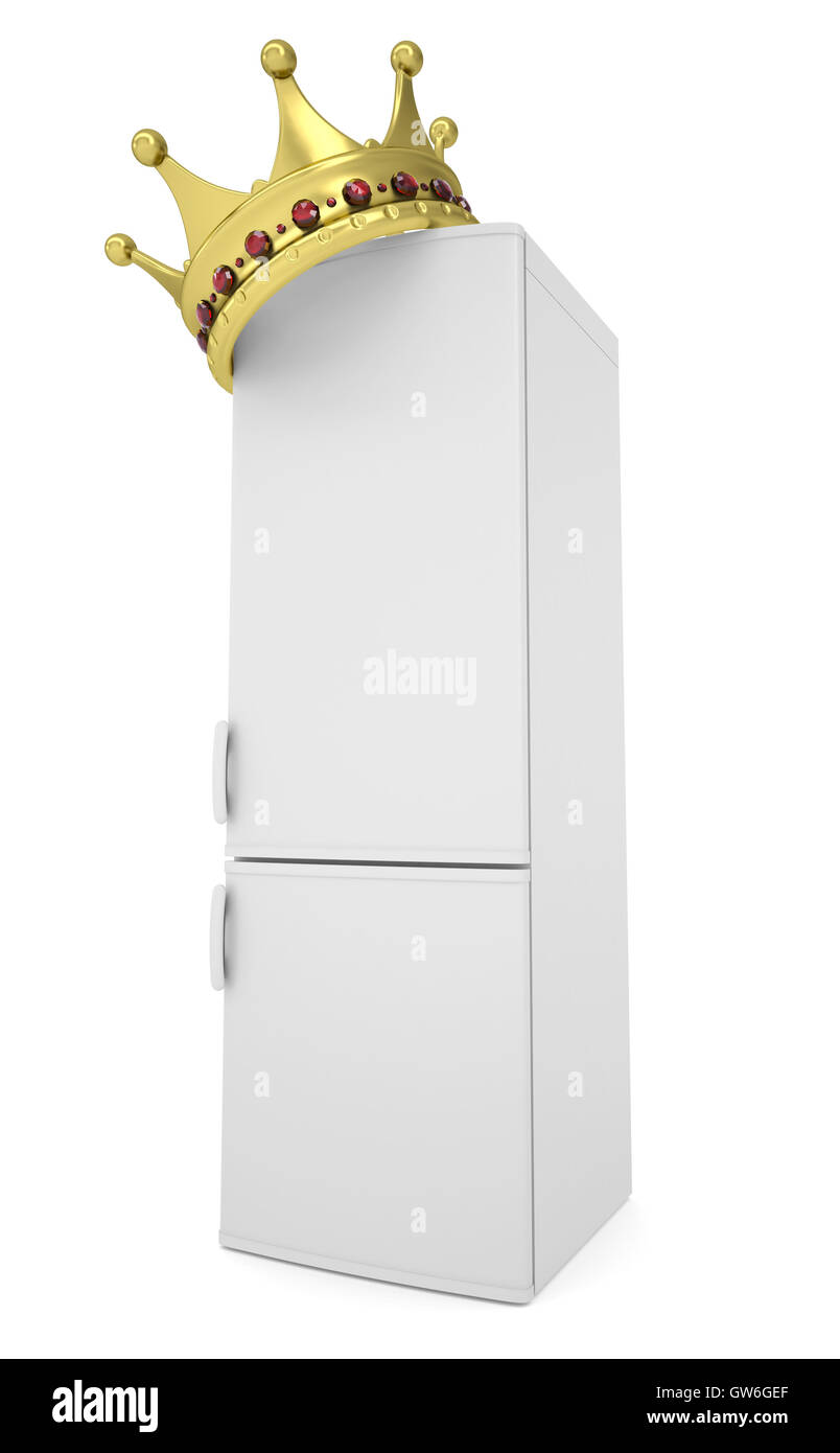 White refrigerator and gold crown Stock Photo - Alamy