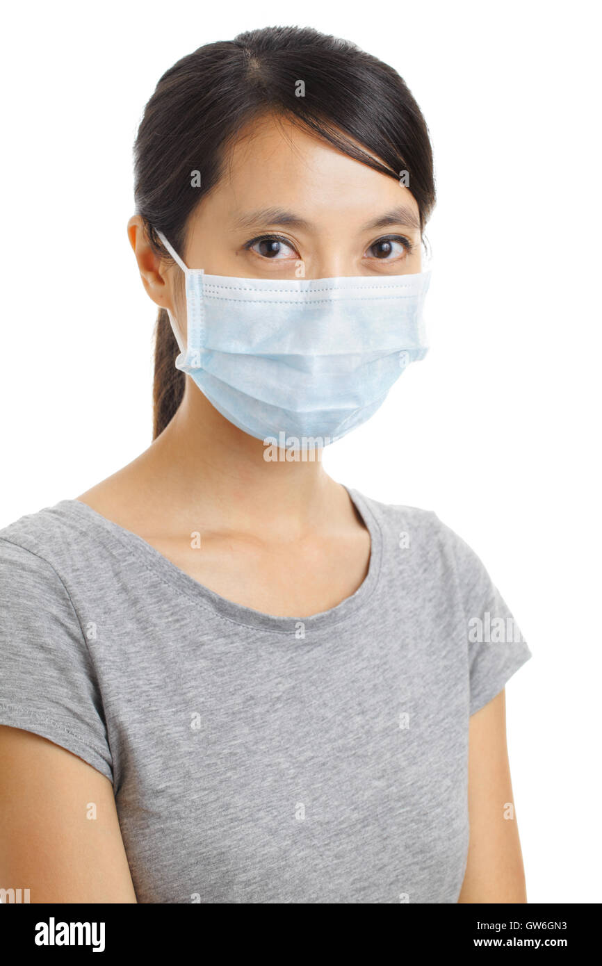 Asian woman with face mask isolated on white Stock Photo - Alamy
