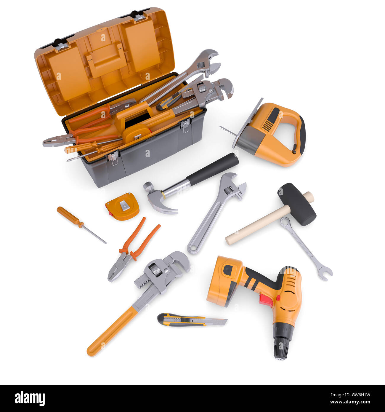 Toolbox and tools Stock Photo - Alamy
