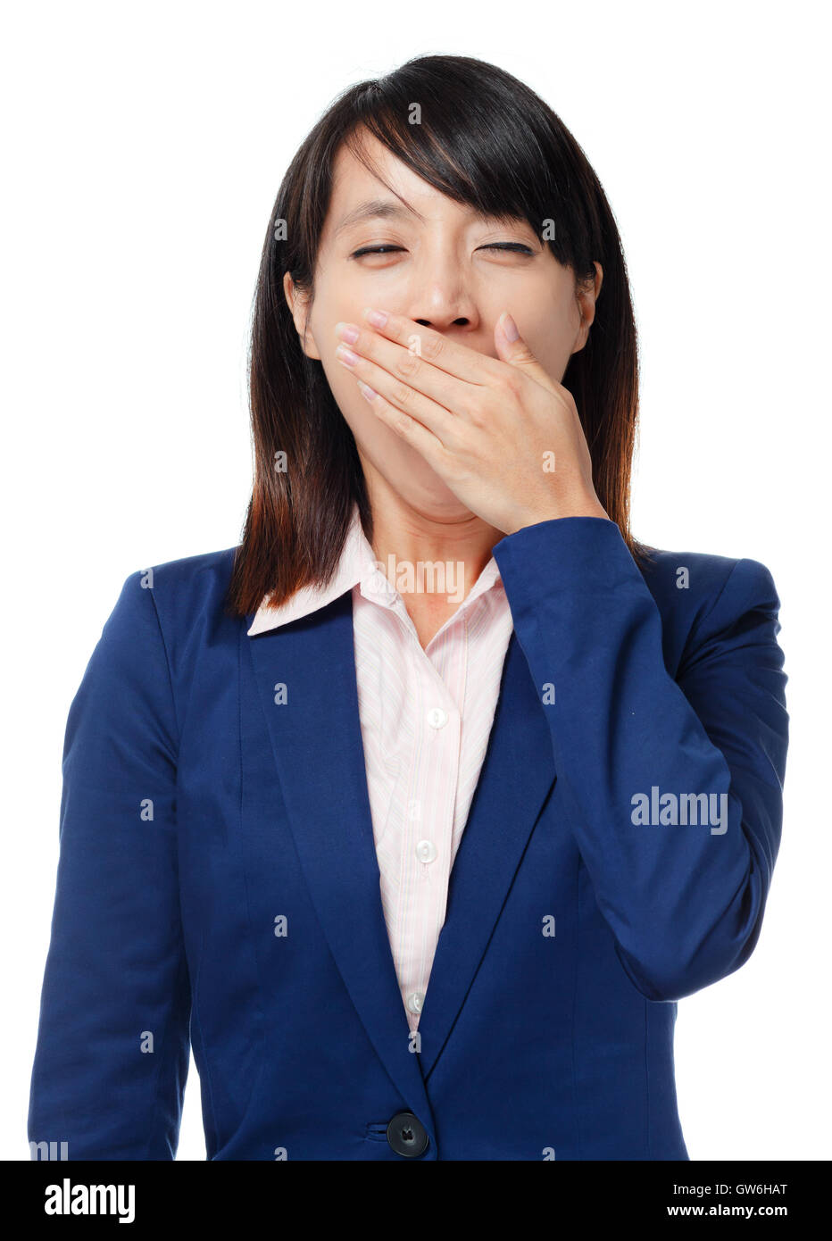 Asian business woman feeling tried Stock Photo - Alamy
