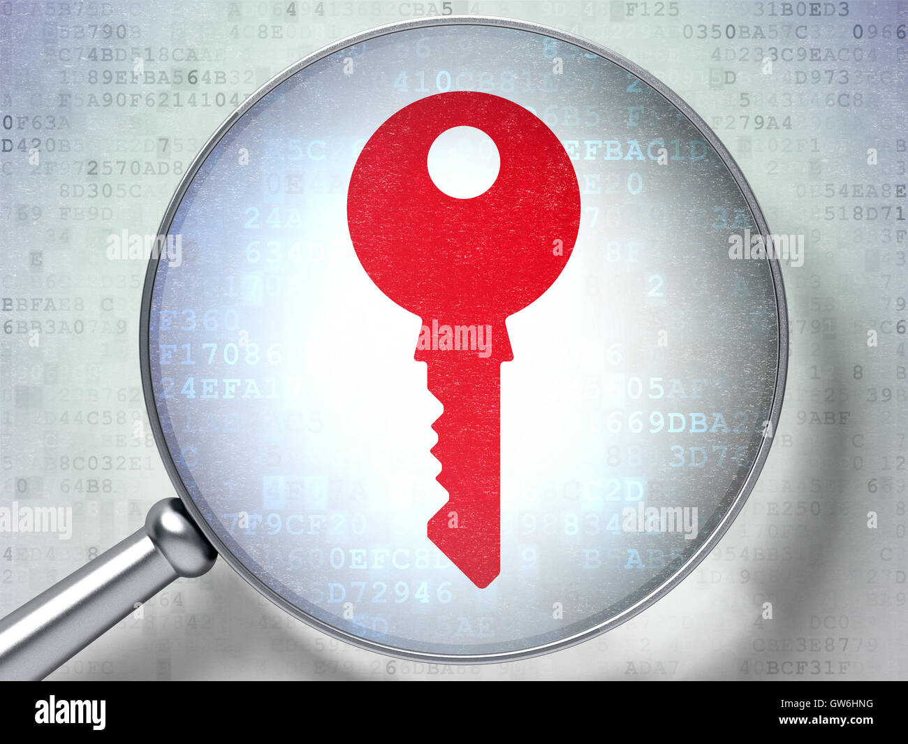 Privacy concept: Key with optical glass on digital background Stock ...