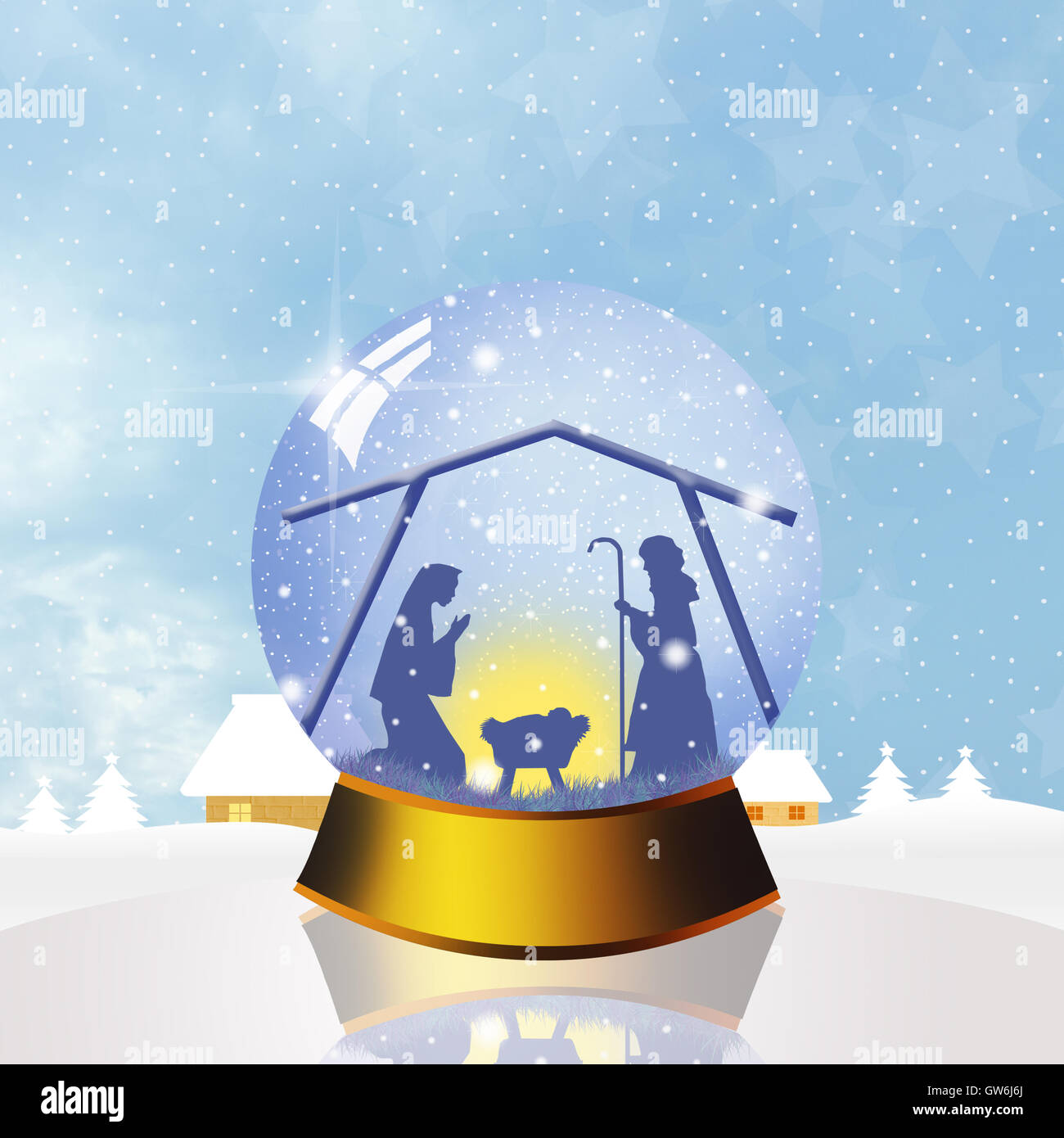 Christmas Nativity Scene in the crystal ball Stock Photo - Alamy