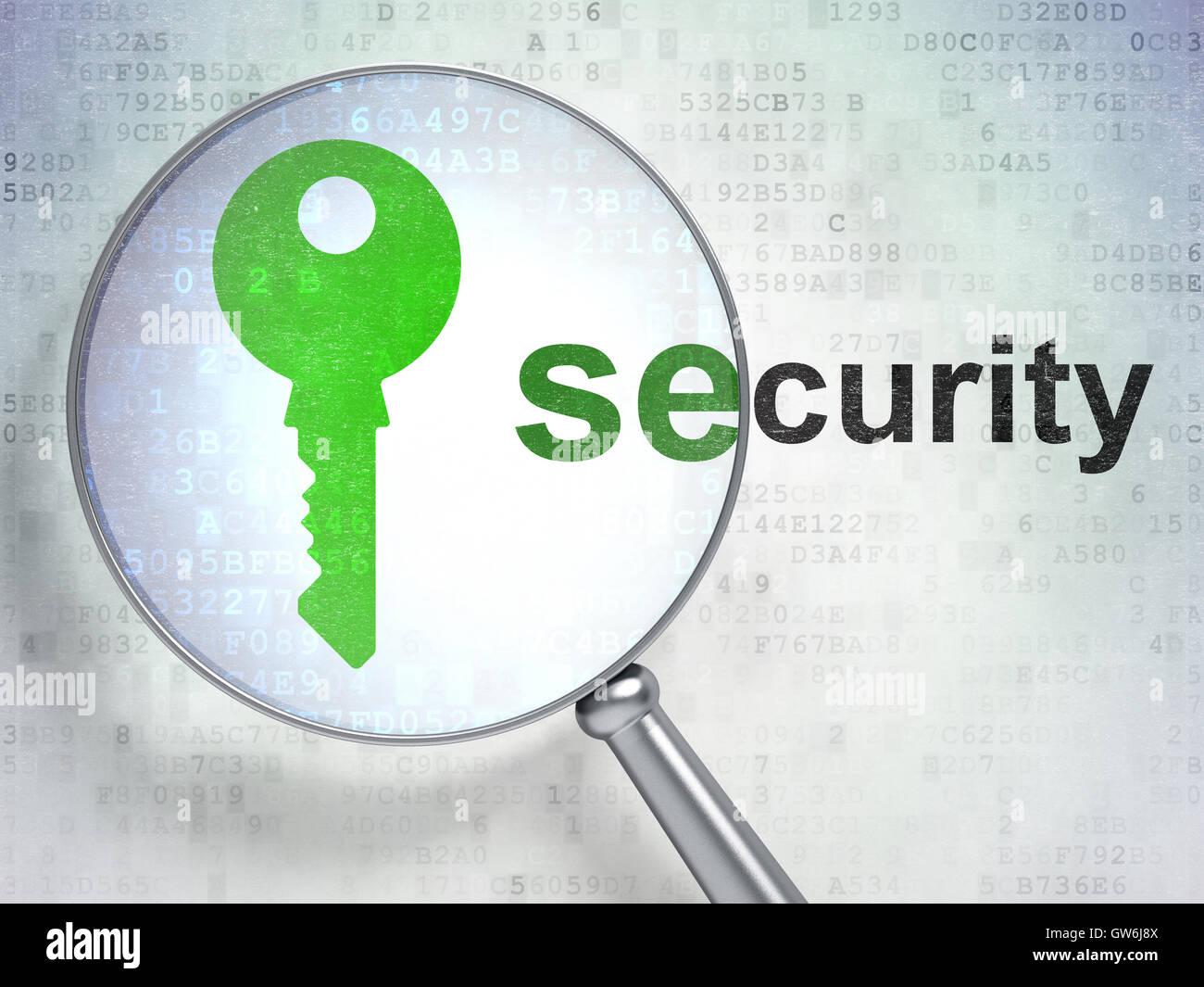 Privacy concept: Key and Security with optical glass Stock Photo - Alamy