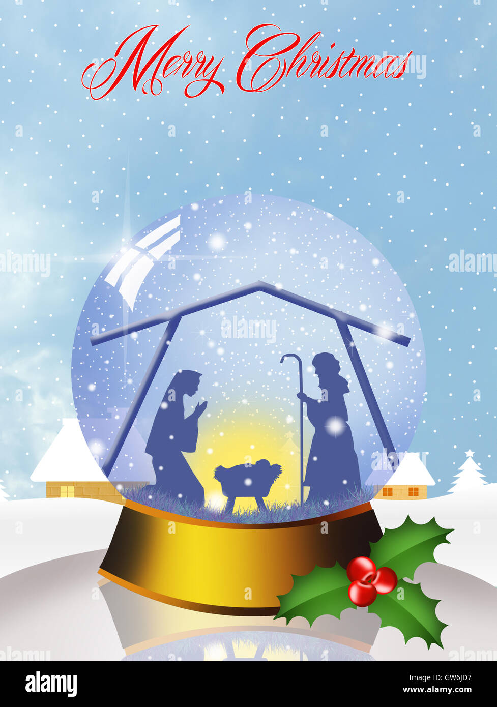 Christmas Nativity Scene in the crystal ball Stock Photo - Alamy