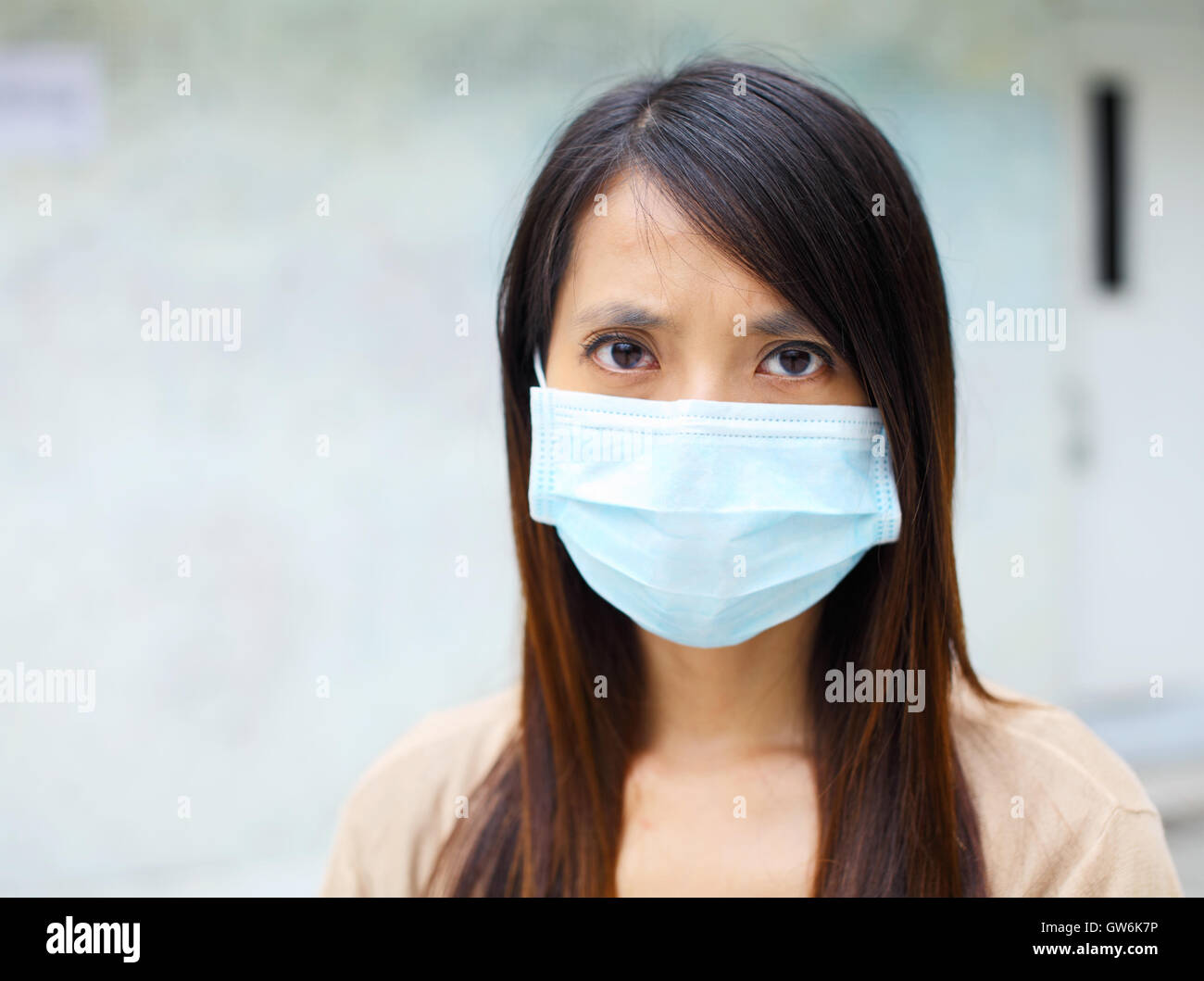 Asian woman with face mask at outdoor Stock Photo - Alamy