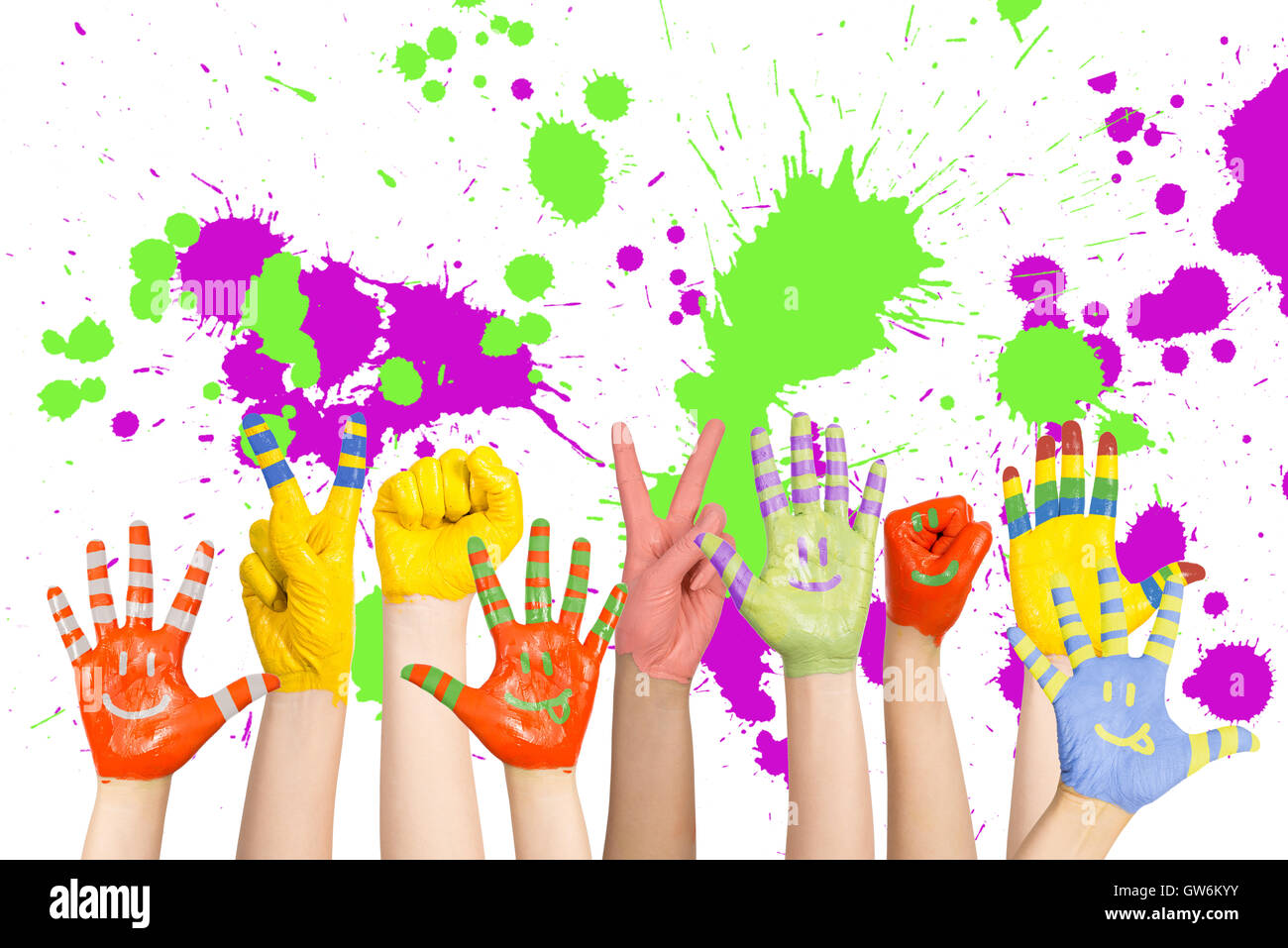 painted children's hands Stock Photo - Alamy