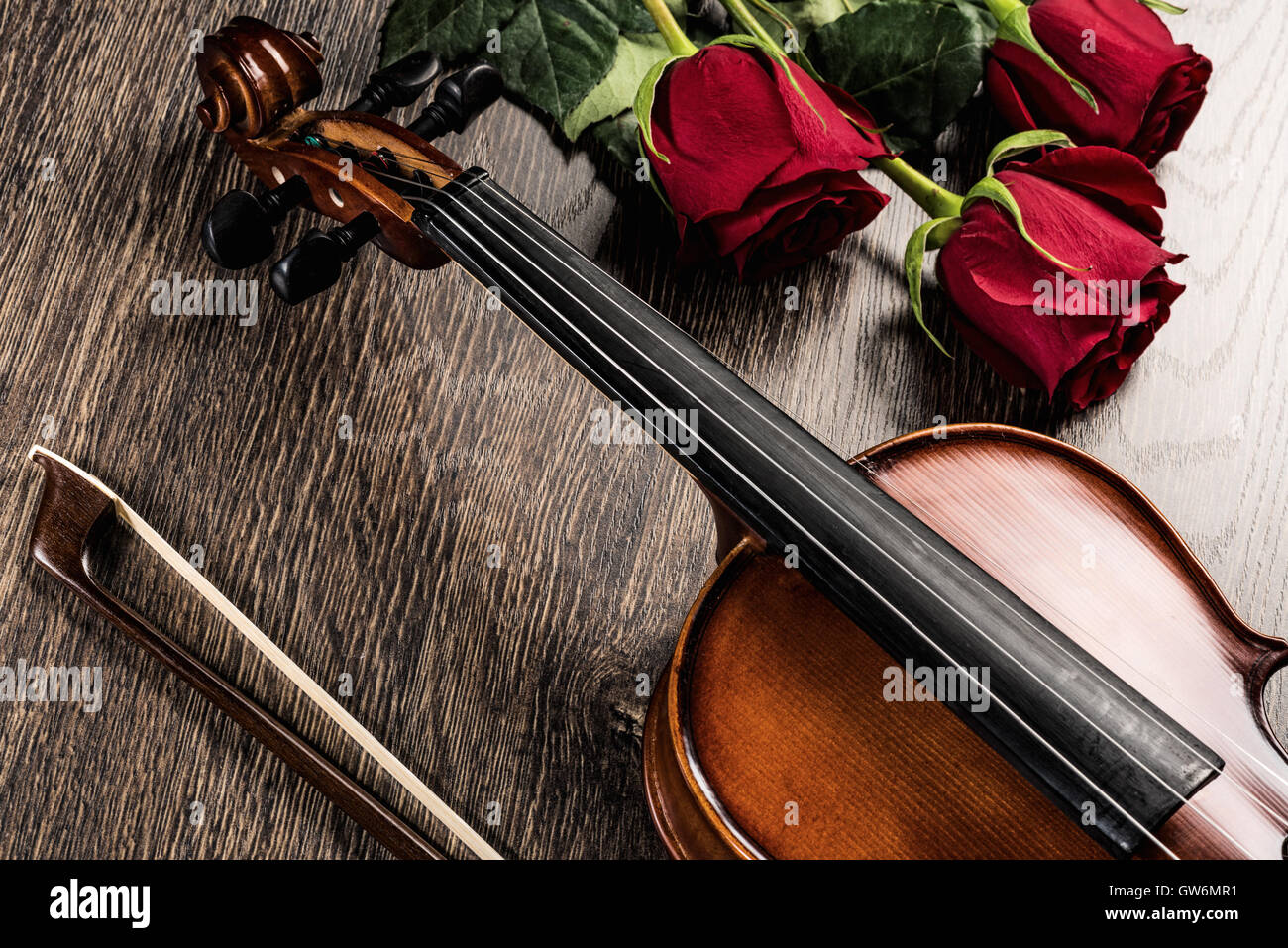 Old violin musical notes rose hi-res stock photography and images - Alamy
