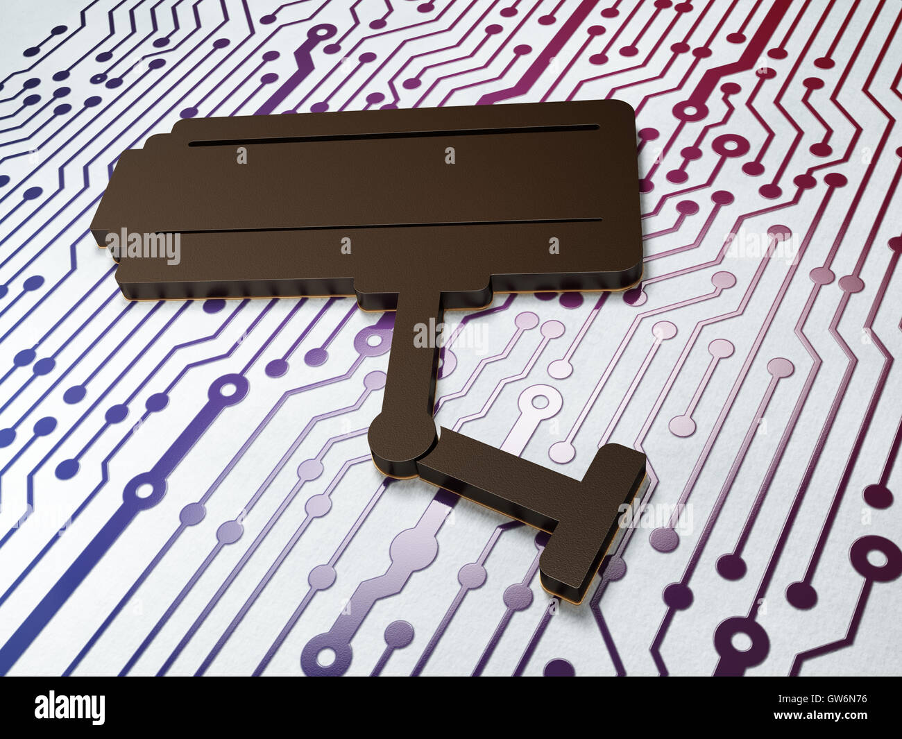 Protection concept: Cctv Camera on Circuit Board background Stock Photo ...