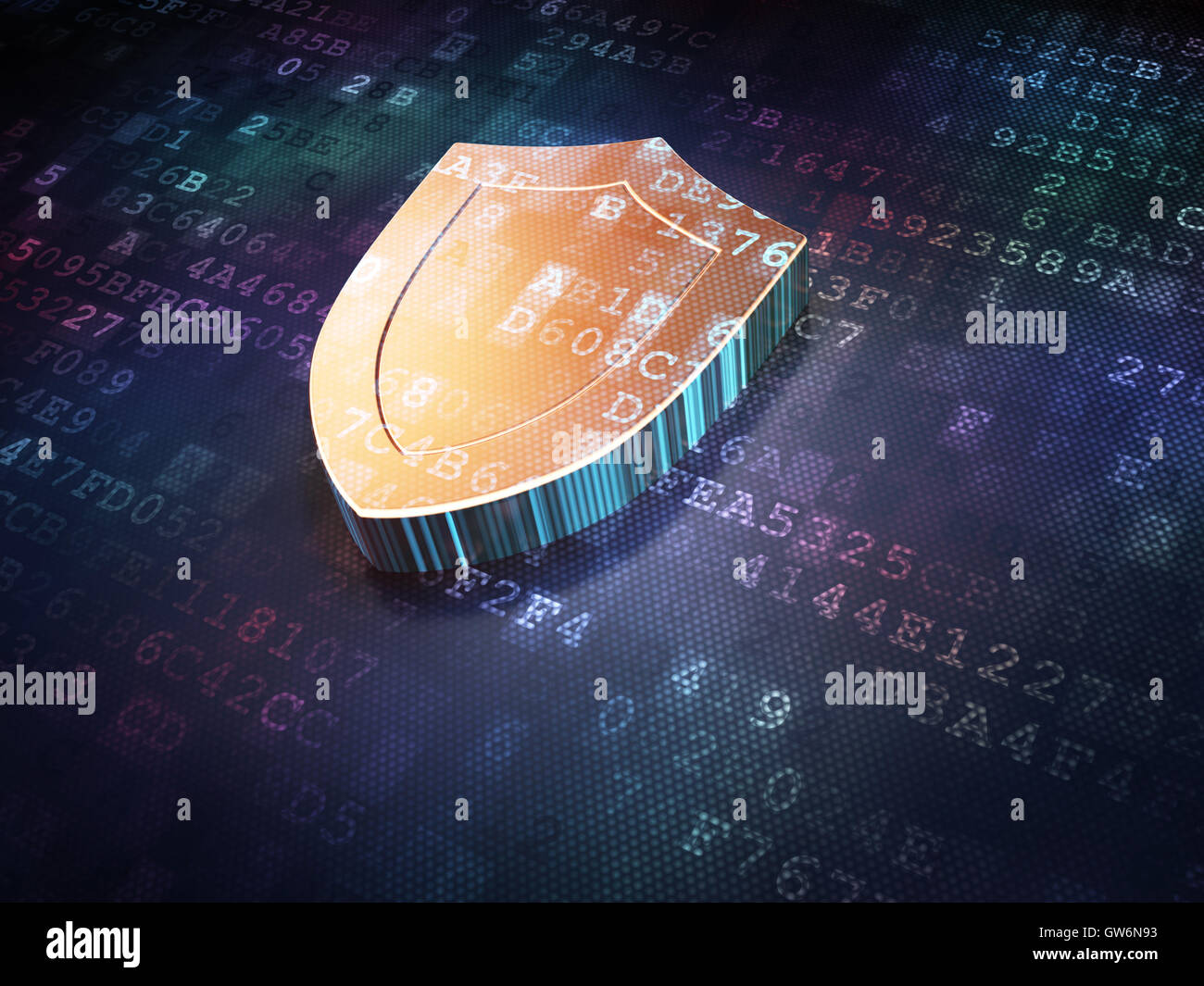 Protection concept: Golden Shield on digital background Stock Photo - Alamy