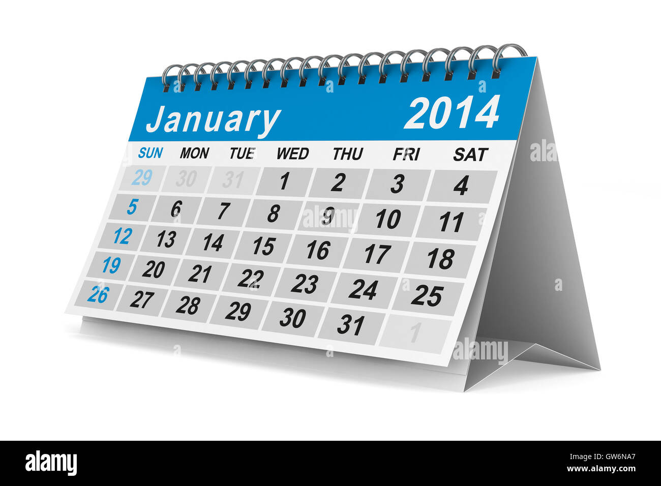 2014 year calendar. January. Isolated 3D image Stock Photo - Alamy