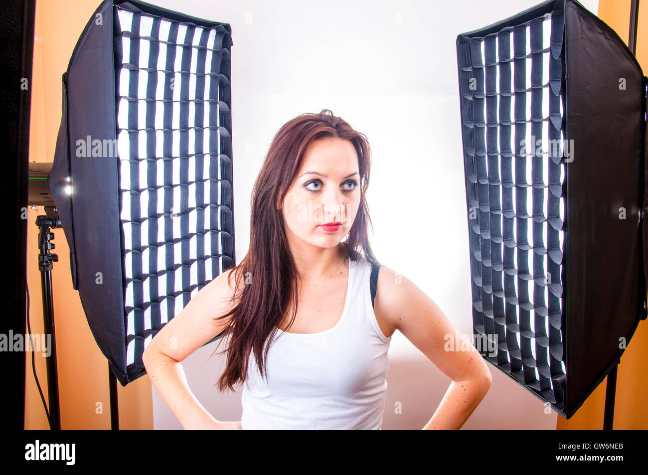Girl in photo studio Stock Photo - Alamy