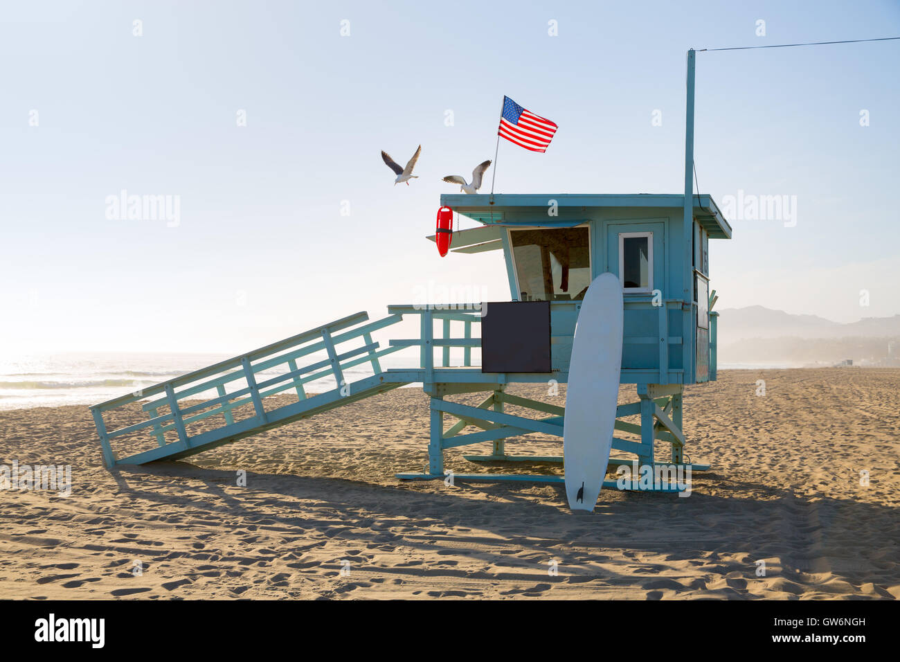 Santa Monica beach lifeguard tower in California Stock Photo - Alamy