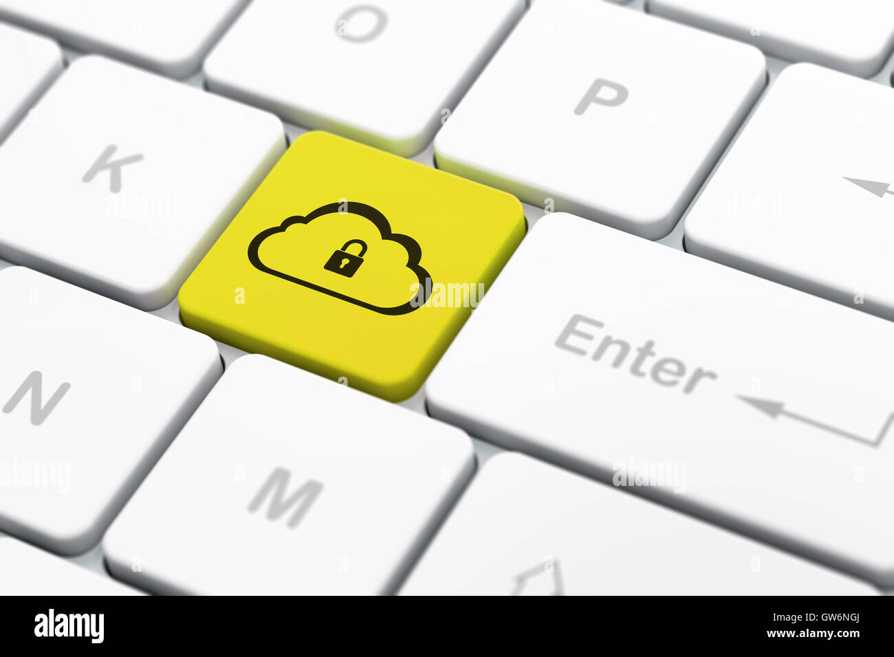 Cloud computing concept: Cloud With Padlock on computer keyboard Stock ...