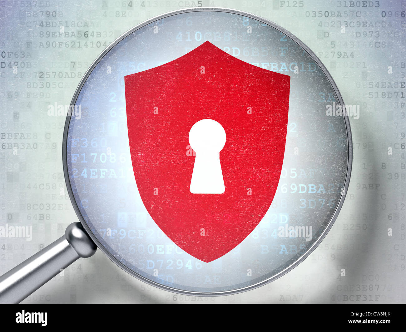 Safety concept: Shield With Keyhole with optical glass on digit Stock ...