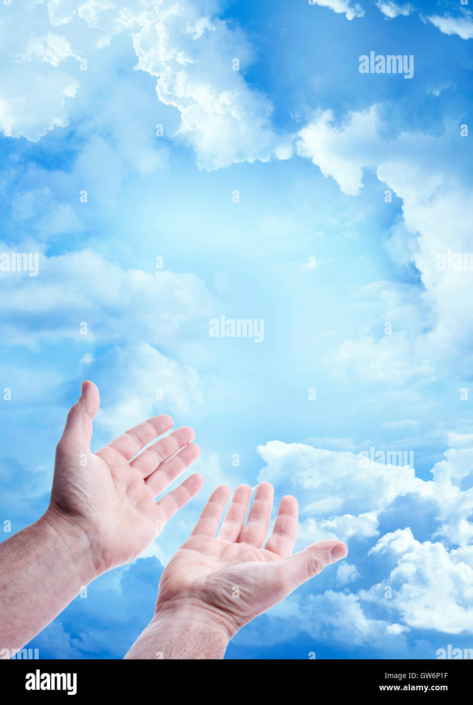 Hands reaching for the sky Stock Photo - Alamy