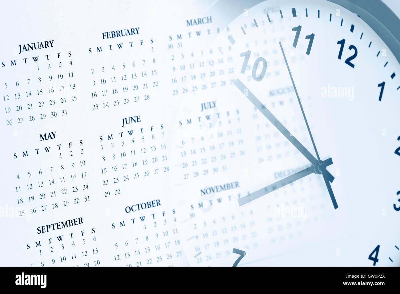 Clock face and calendar composite Stock Photo - Alamy