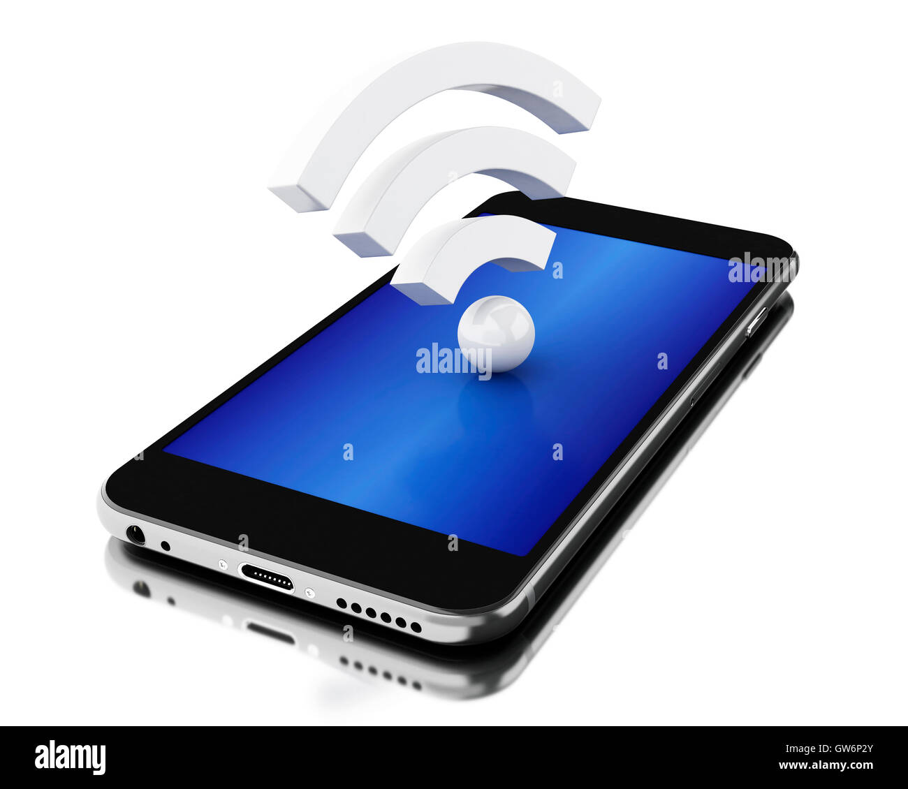 3d illustration. Smartphone with wifi Icon. Mobile network concept ...