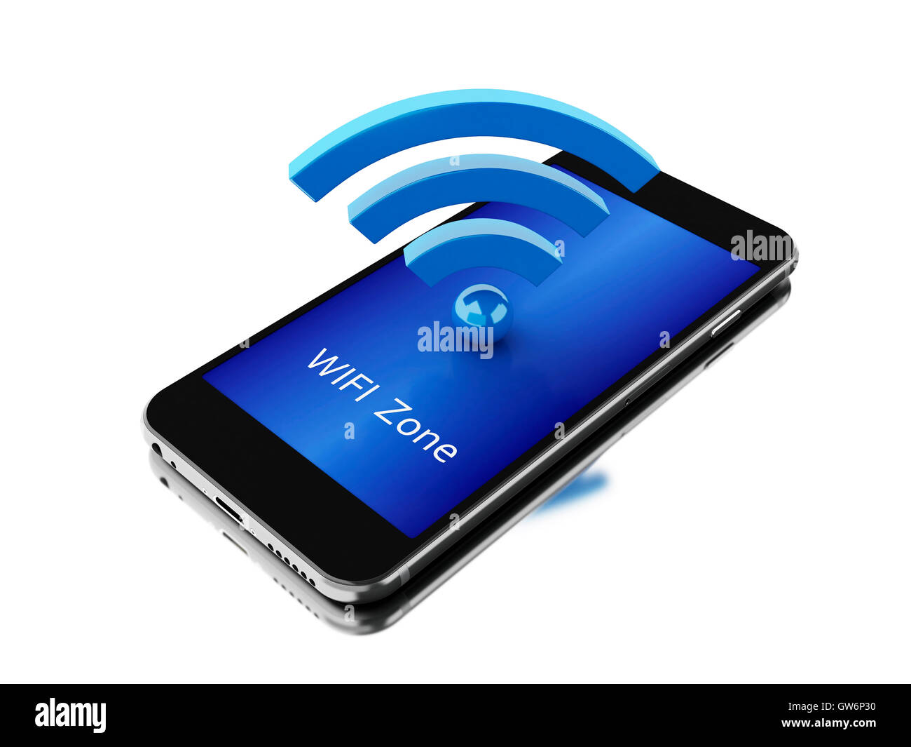 3d illustration. Smartphone with wifi Icon. Mobile network concept ...