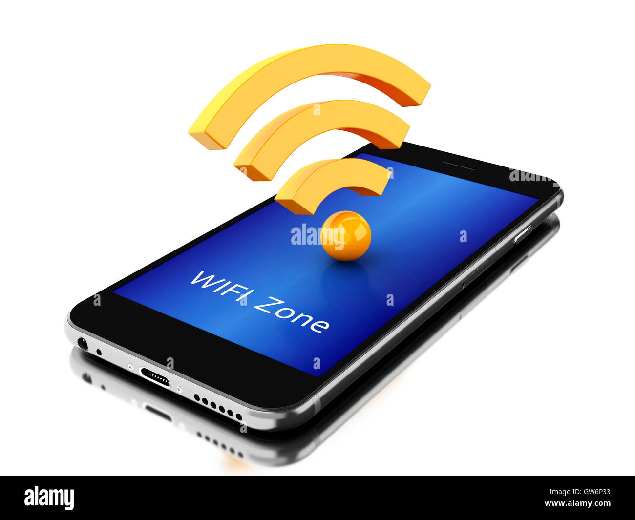 3d illustration. Smartphone with wifi Icon. Mobile network concept ...
