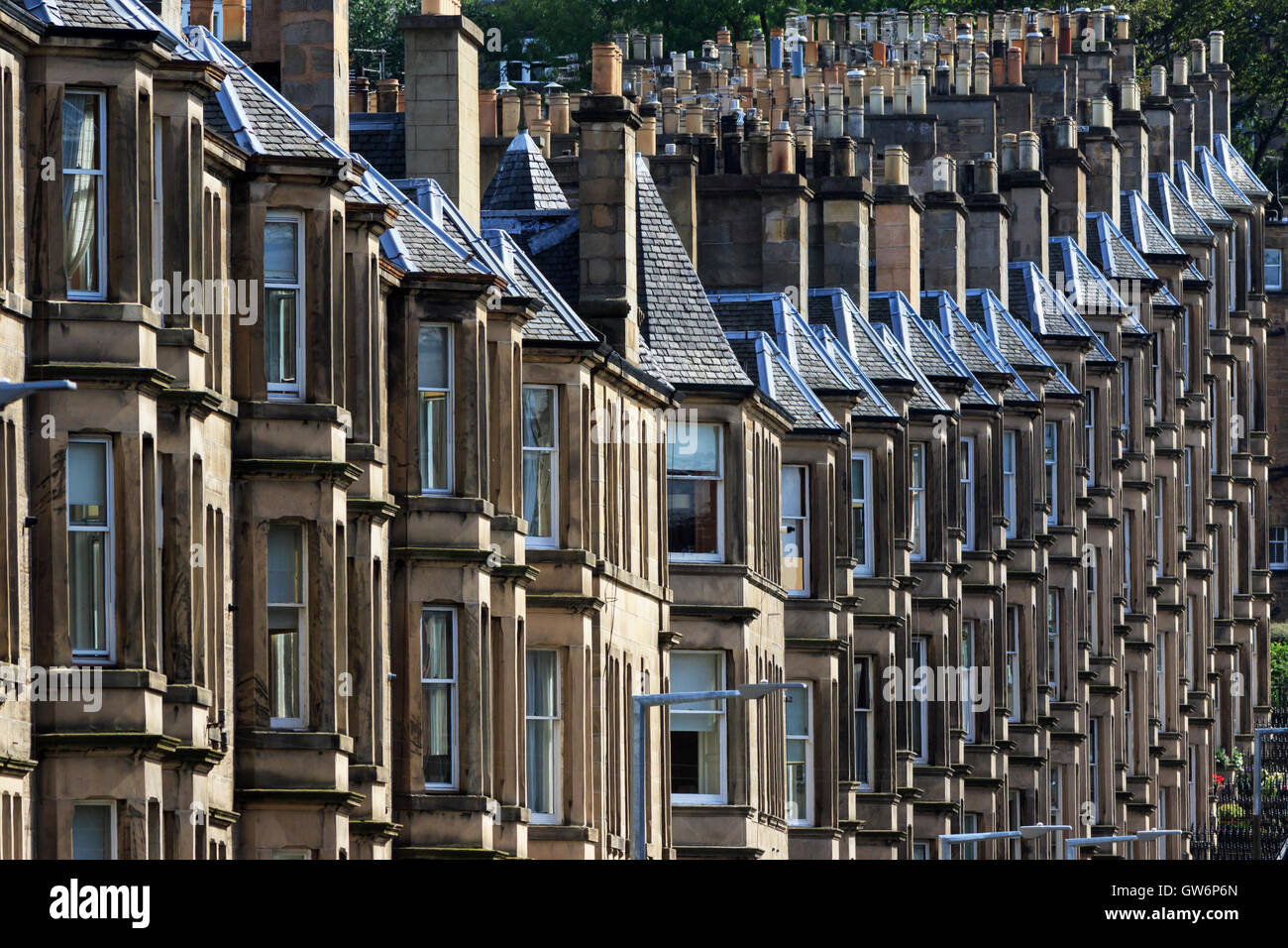 Tenement apartments of grey sandstone, Edinburgh, Scotland, UK Stock ...